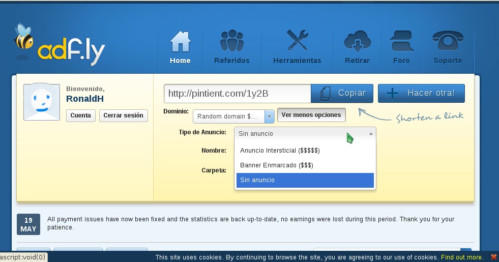 Como colocar link de adfly en Facebook