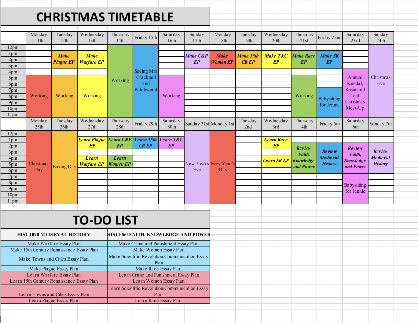 Keeping Motivated During Exams: Timetables!