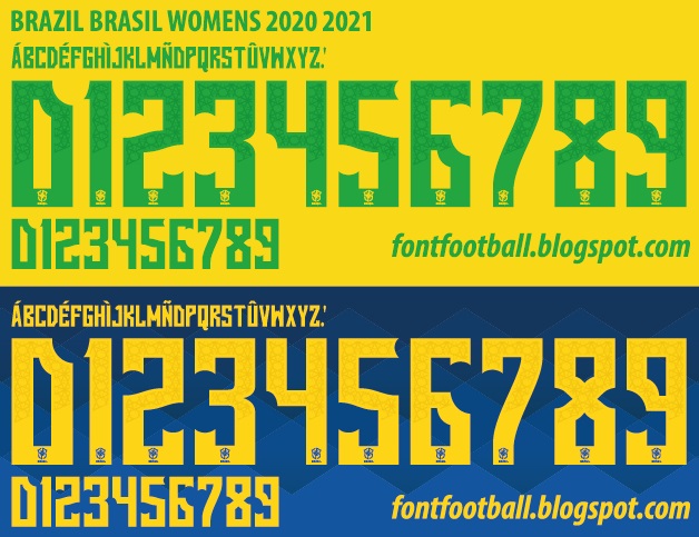 FONT FOOTBALL: Font Vector Brazil Brasil Womens 2020 2021 kit