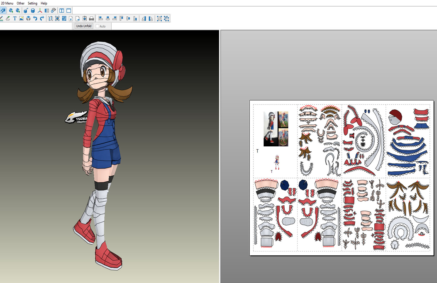 Trainer Pokemon Kotone/Lyra Papercraft