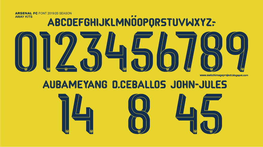 Football teams shirt and kits fan: Font Arsenal FC 2019/20 Uefa Version