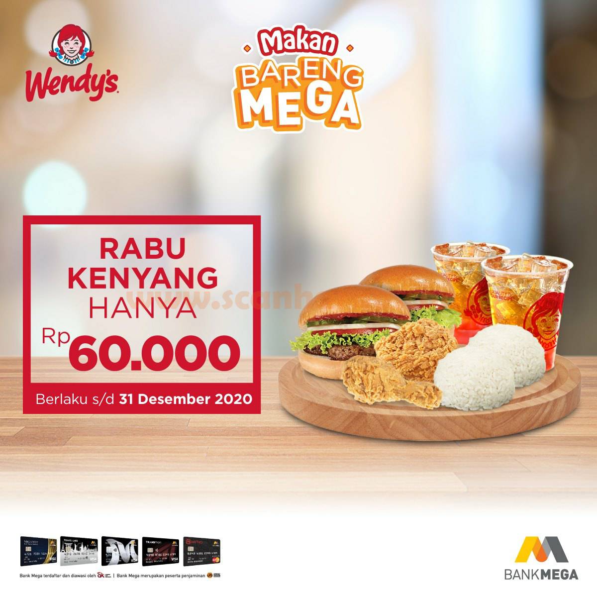 Promo Wendy's Rabu Kenyang hanya Rp 60.000 – dengan Kartu Kredit Bank Mega - scanharga
