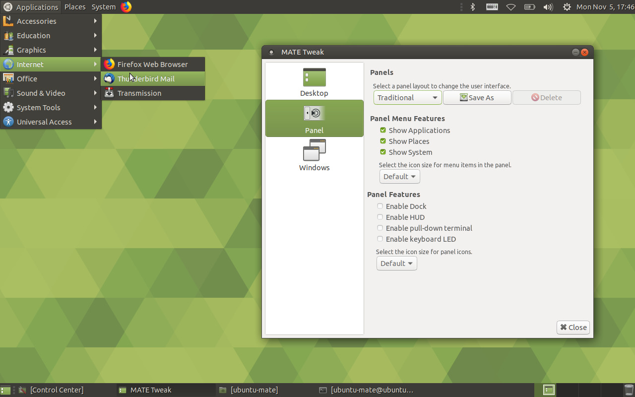 Ubuntu MATE 18.10 Cosmic Cuttlefish screenshots