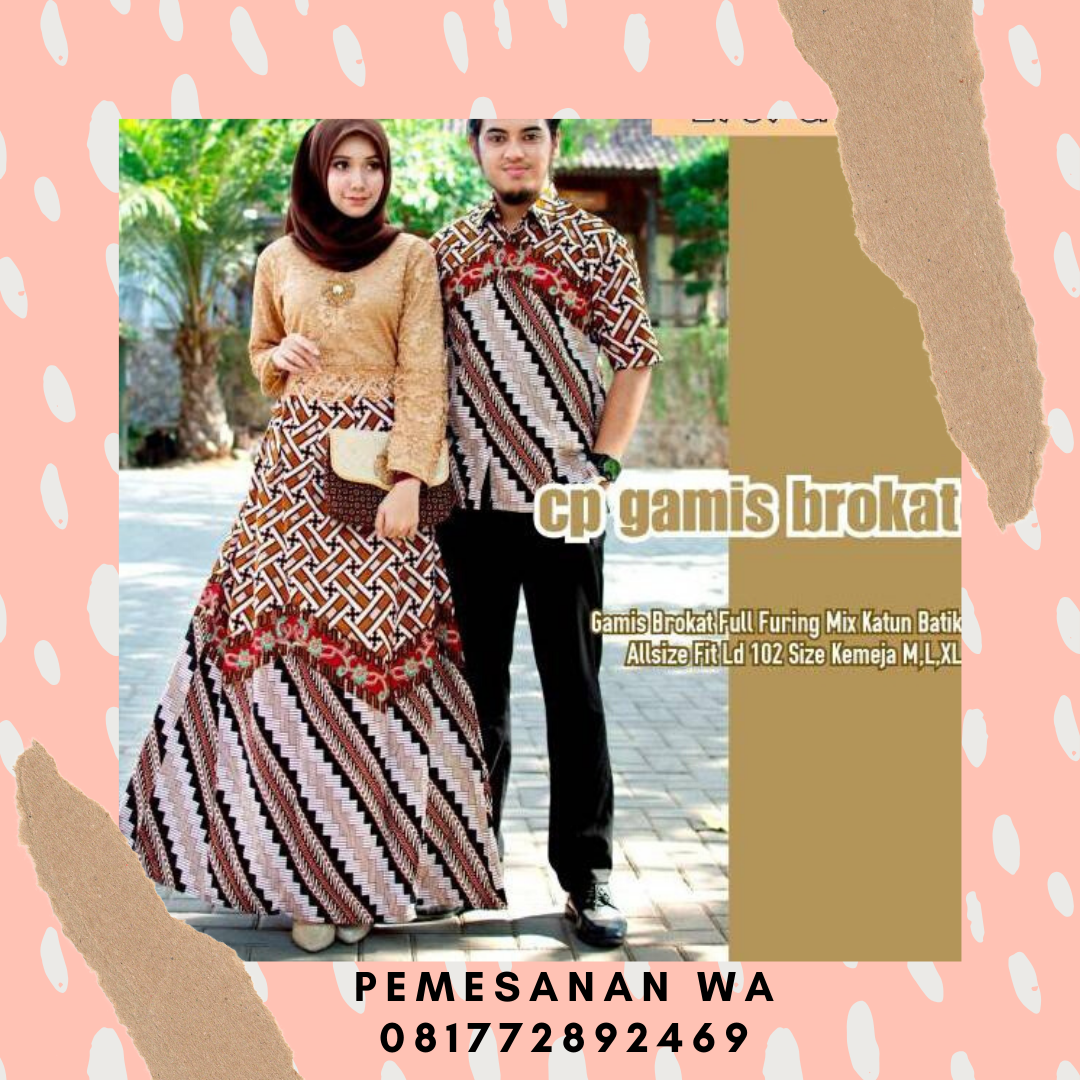 Model Dress Batik Couple Sarimbit Kombinasi Broklat Kemeja Lengan ...