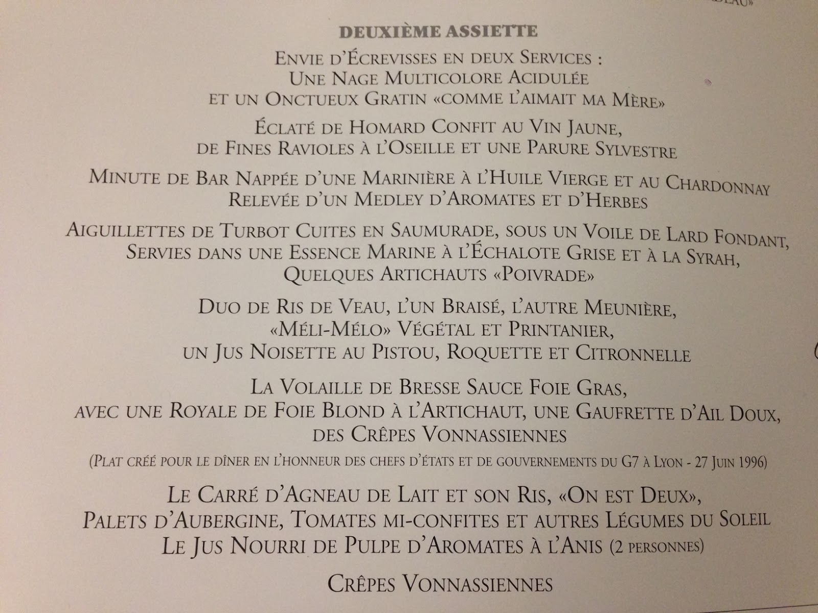 Adventures In Menu Collecting: Georges Blanc