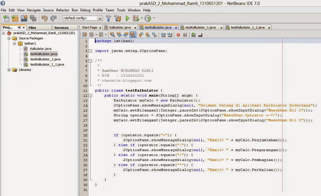 Source Code kalkulator PBO menggunakan inputan user joptionpane dan ...