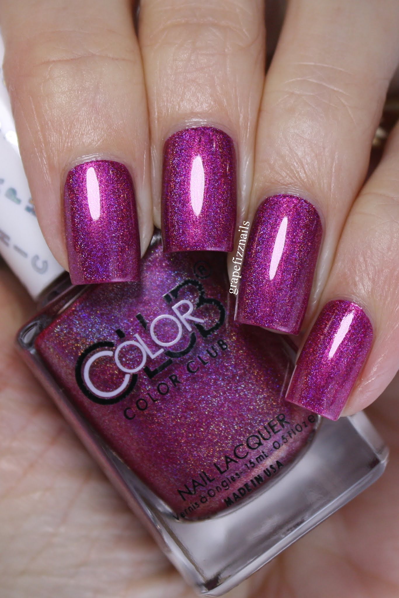Grape Fizz Nails: Color Club Holographic Unbreakable and That's Rich