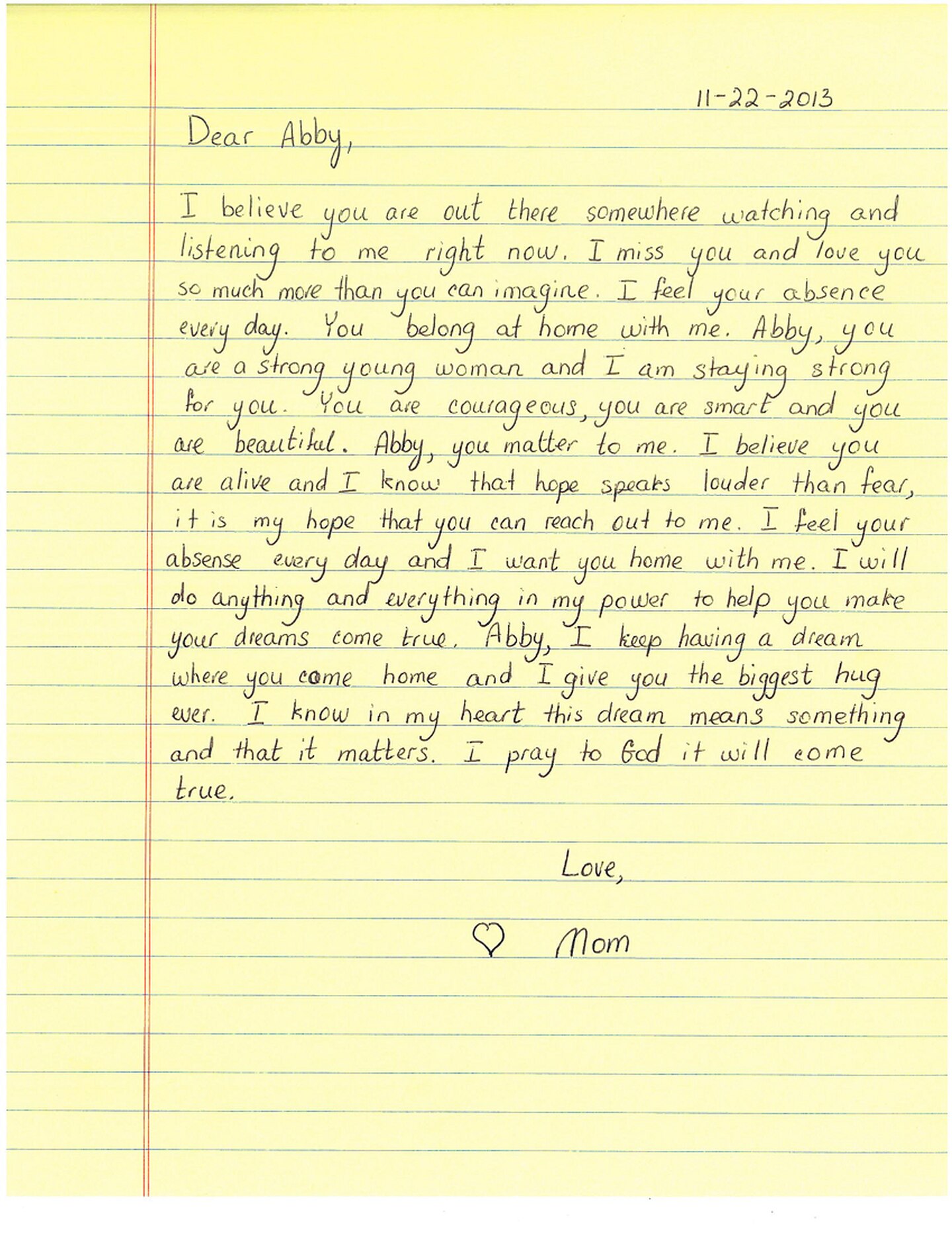 Letter To Daughter From Mom ~ Thankyou Letter