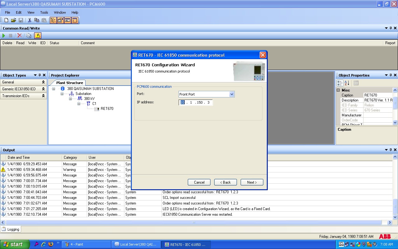 Substation Testing and Commissioning: RED RELAY CONNECT WITH PCM600