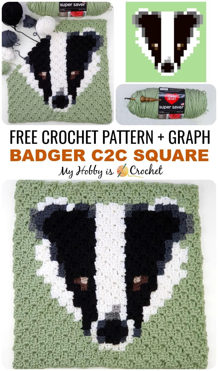 My Hobby Is Crochet: Badger C2C Square Free Crochet Pattern + Graph ...