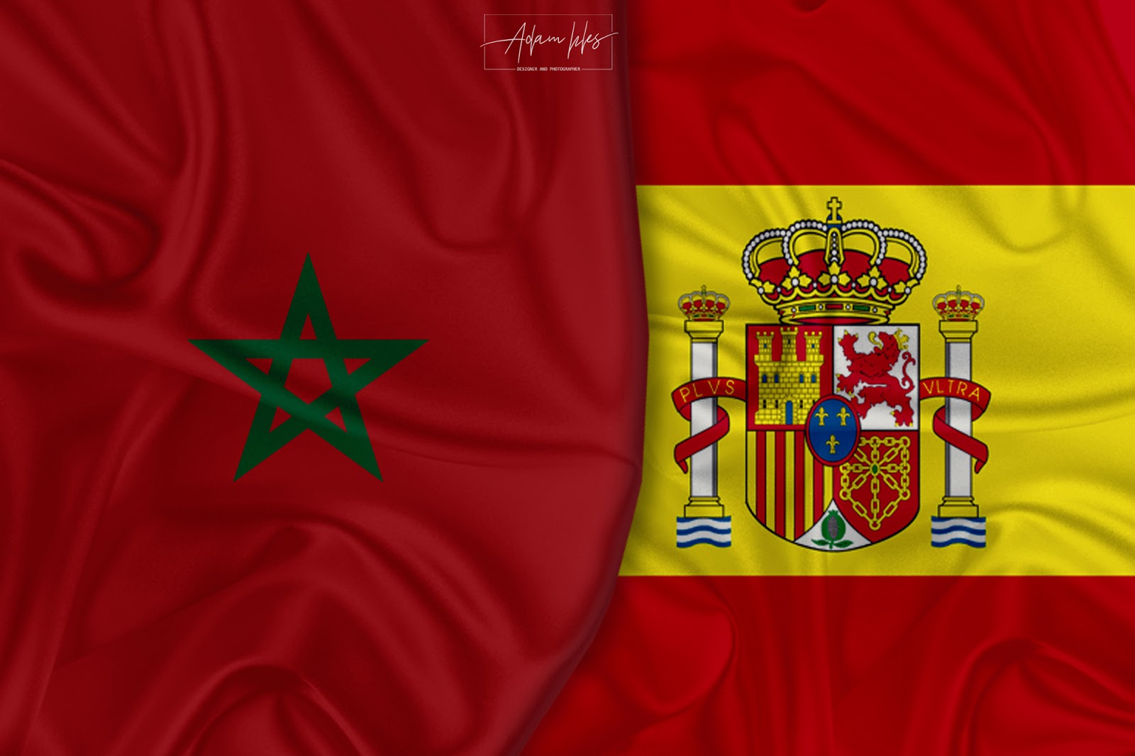 Morocco and Spain flag background - Country wallpapers