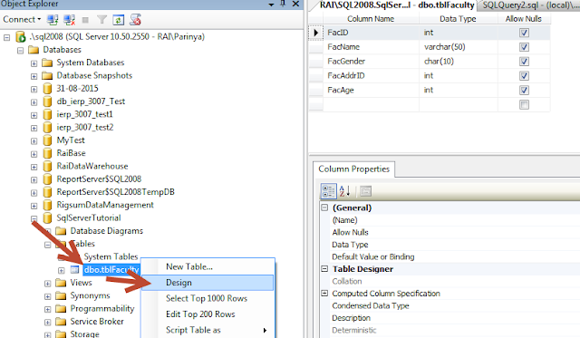 Microsoft SQL Server: Create Table Microsoft SQL Server: Create Table