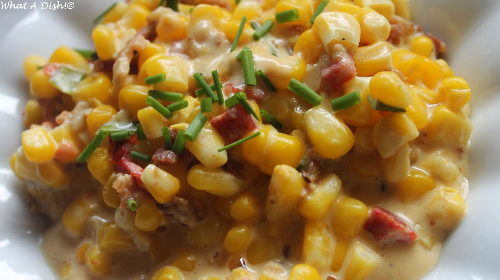 What A Dish!: Creamed Corn with Roasted Red Peppers & Bacon