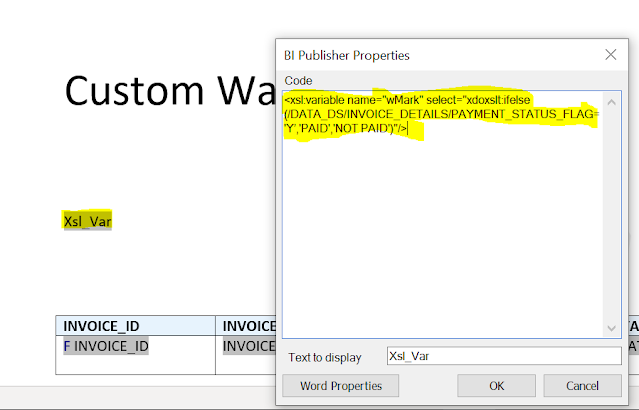 Oracle Fusion ERP RICE: How to Create Conditional Watermark In RTF Template