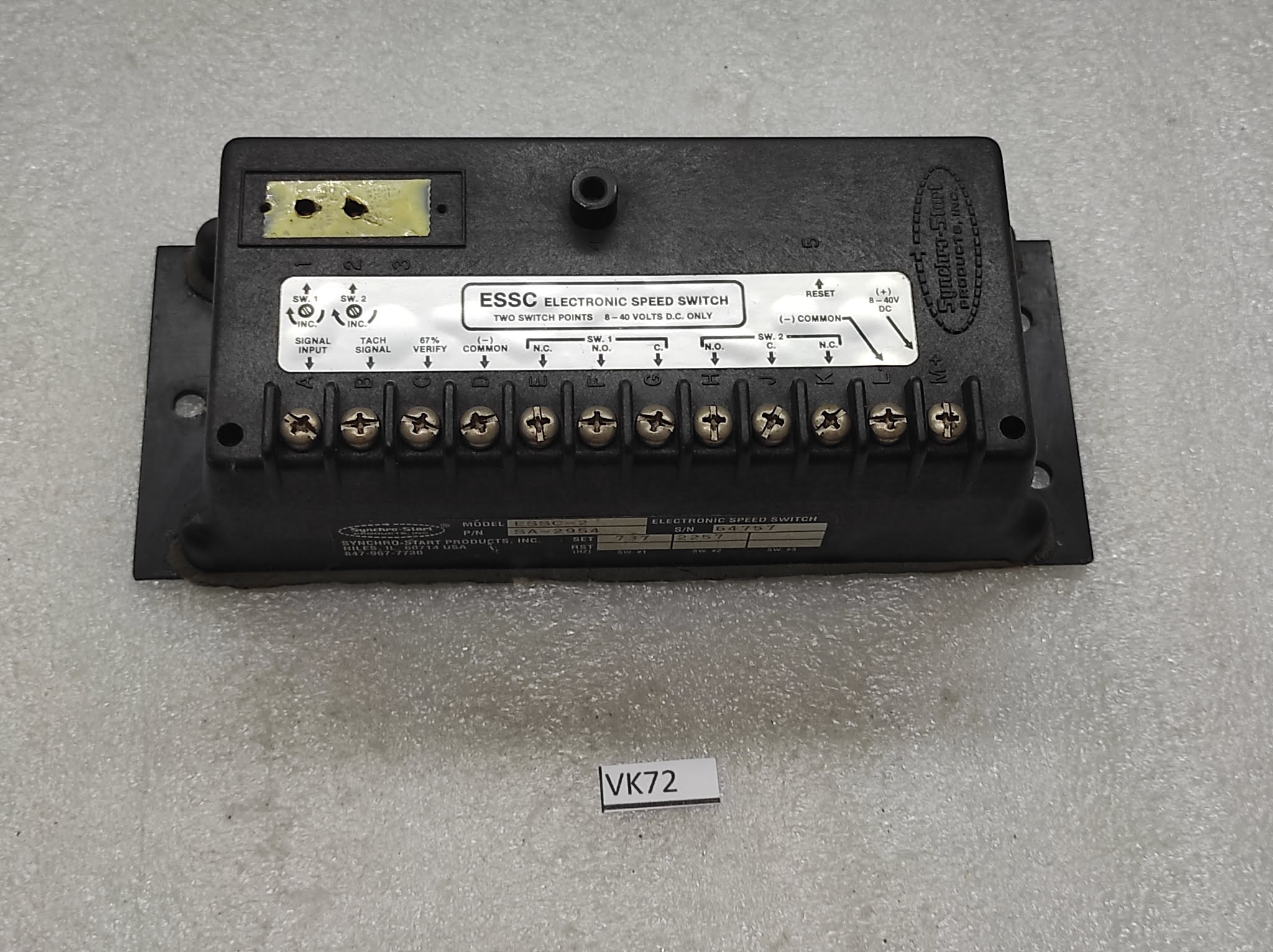 SYNCHRO START ESSC-2 ELECTRONIC SPEED SWITCH SA-2954