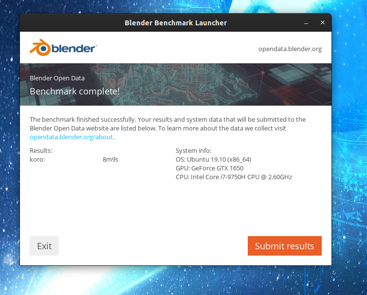 Blender Open data: Benchmark de Blender