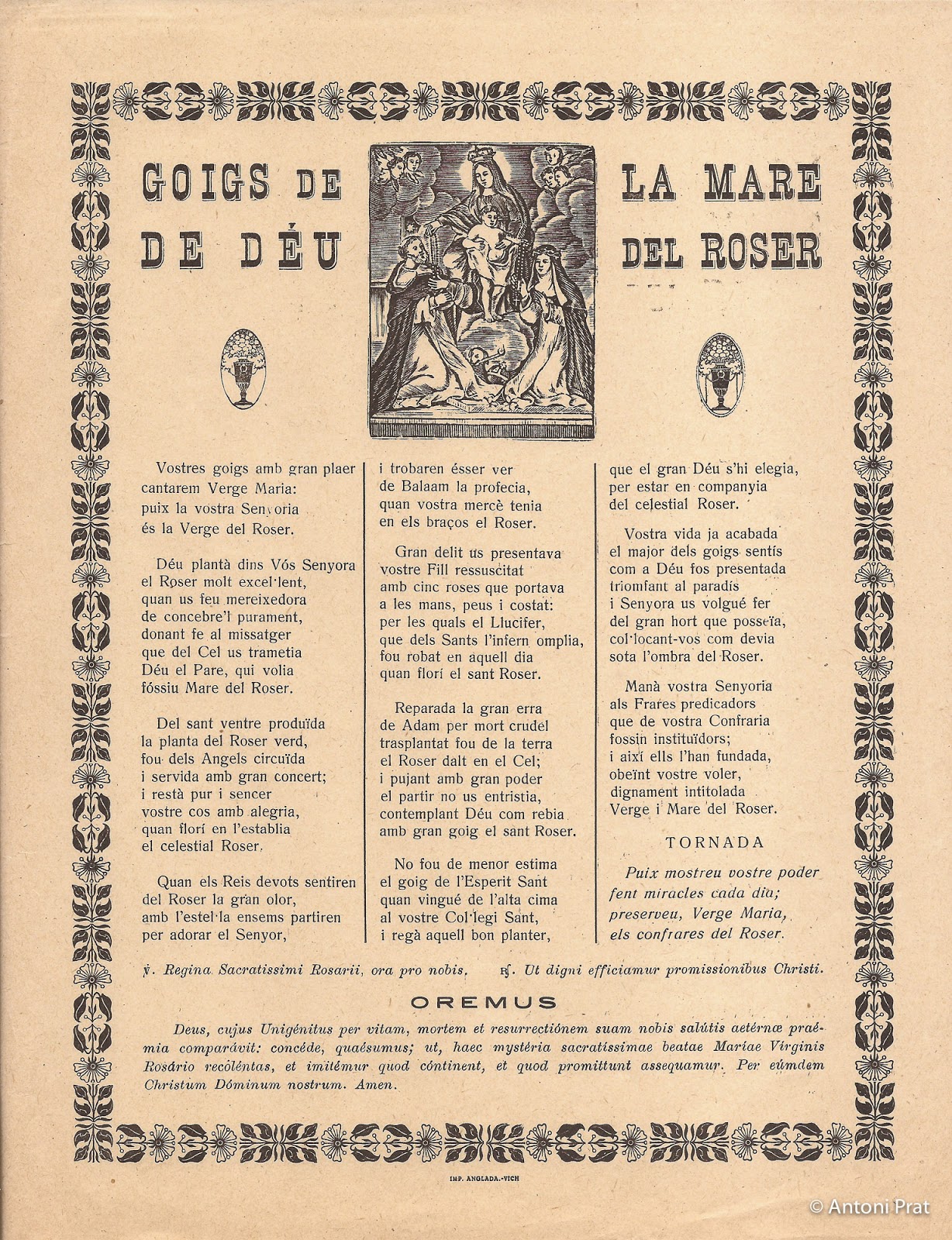 Goigs a la Mare de Déu del Roser i Goigs de Quaresma de la Mare de Déu ...
