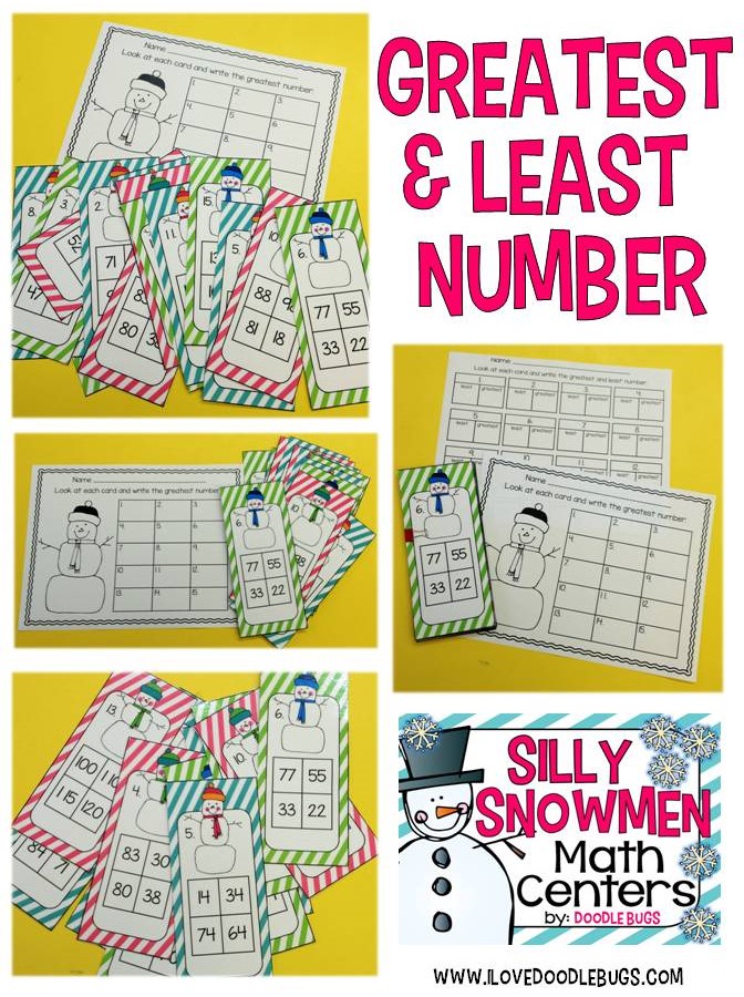 Doodle Bugs Teaching {first grade rocks!}: Silly Snowmen Math Centers