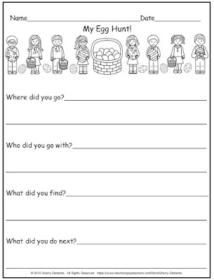Dr. Clements' Kindergarten : FREEBIE! My Egg Hunt Writing Activity