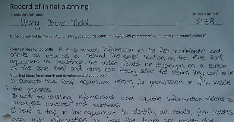 AQA Extended Project: Record of Initial Planning