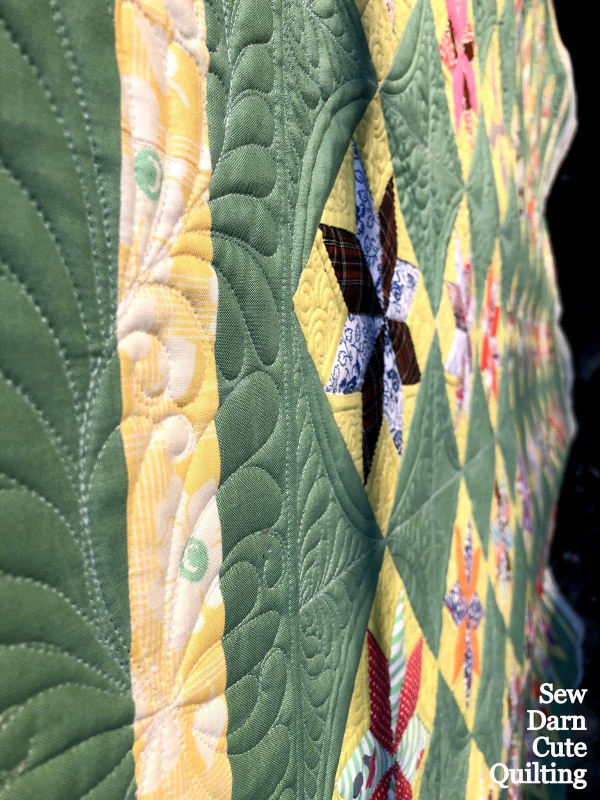 Feathered Vintage Green Quilt