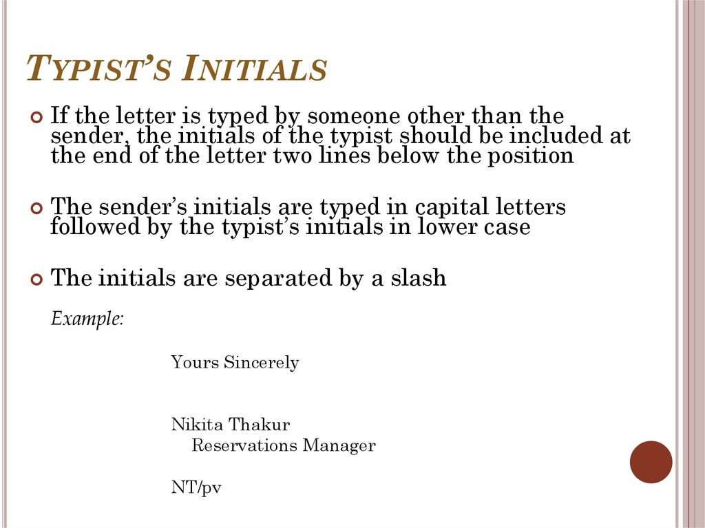 Business Letter Format Typist Initials - Birthday Letter