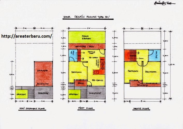 Desain Rumah Minimalis 2 Lantai Type 90 Luas Tanah 120m2 dan 150m2 ...