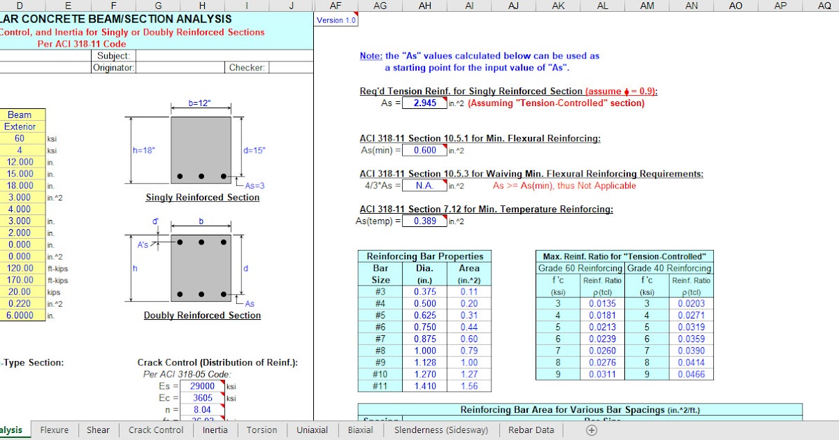 Rectangular Concrete Beam Design for Flexure, Shear, Crack Control and ... Rectangular Concrete Beam Design for Flexure, Shear, Crack Control and ...