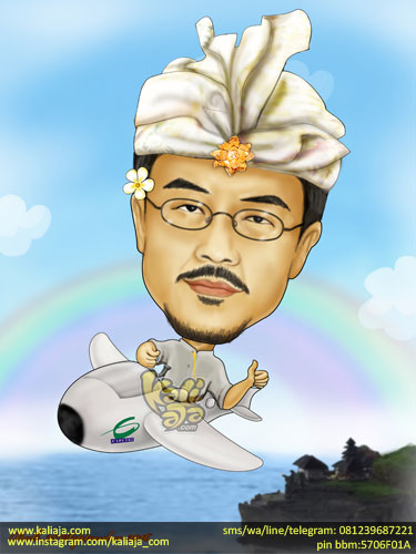 Karikatur Naik Pesawat | Jasa karikatur online