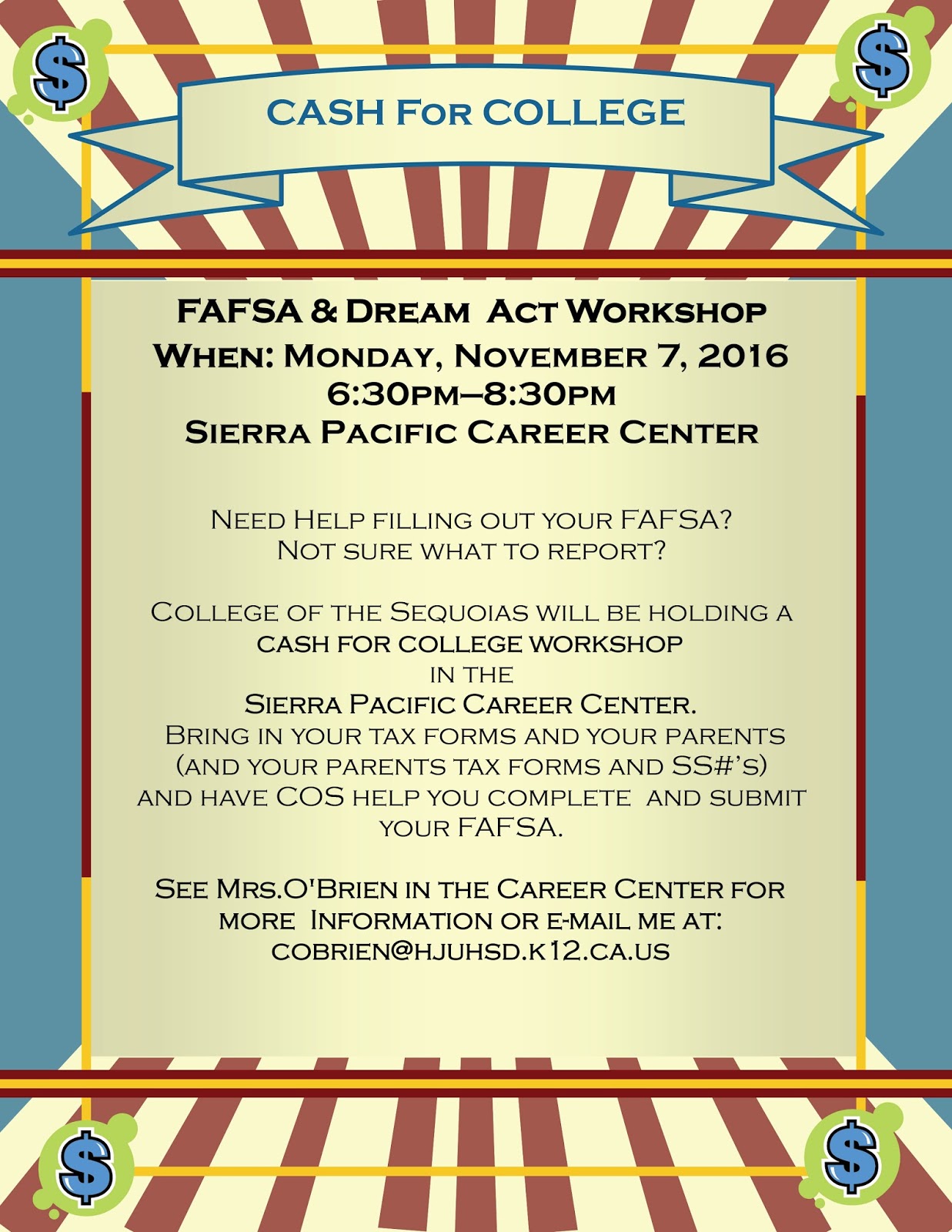 HJUHSD News: SP hosts Financial Aid Workshop Nov. 7