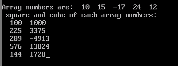 3)Write a program that finds and displays square and cubes of each ...