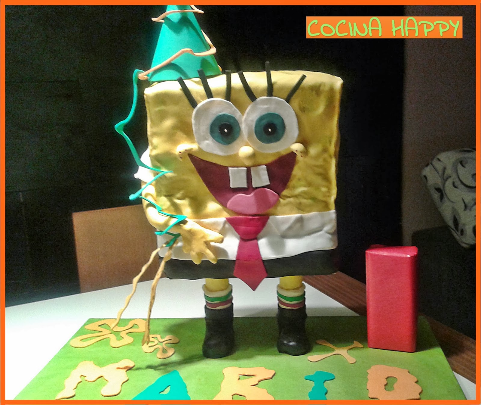 COCINA HAPPY: BIZCOCHO XXL- Tarta BOB ESPONJA 3D