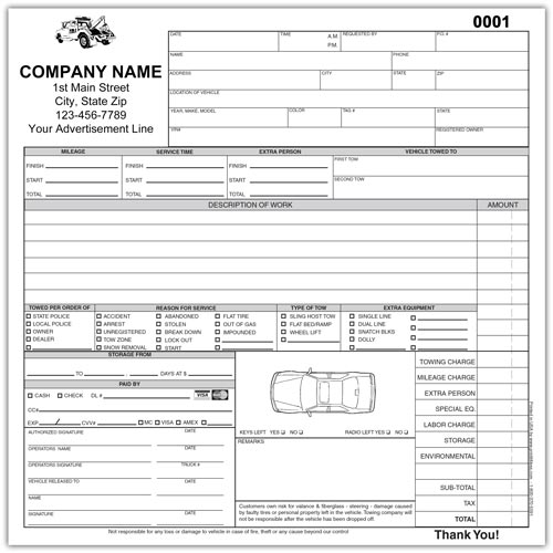 Towing Invoices - Invoice Template