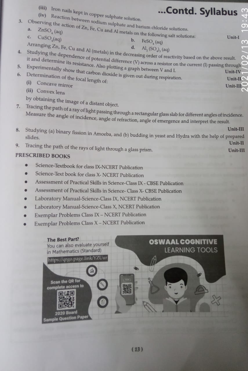 CBSE Class 10 Science Latest Curriculum