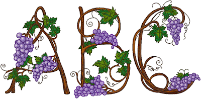 Ageless Embroidery: Grape Vine Font Embellishments