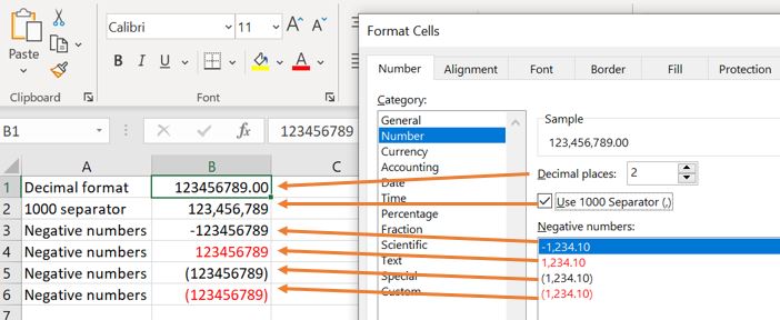 Excel में Number Format