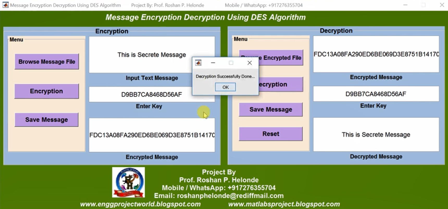 Data Encryption Using Des Algorithm Matlab Project Source Code Cryptography Using Des