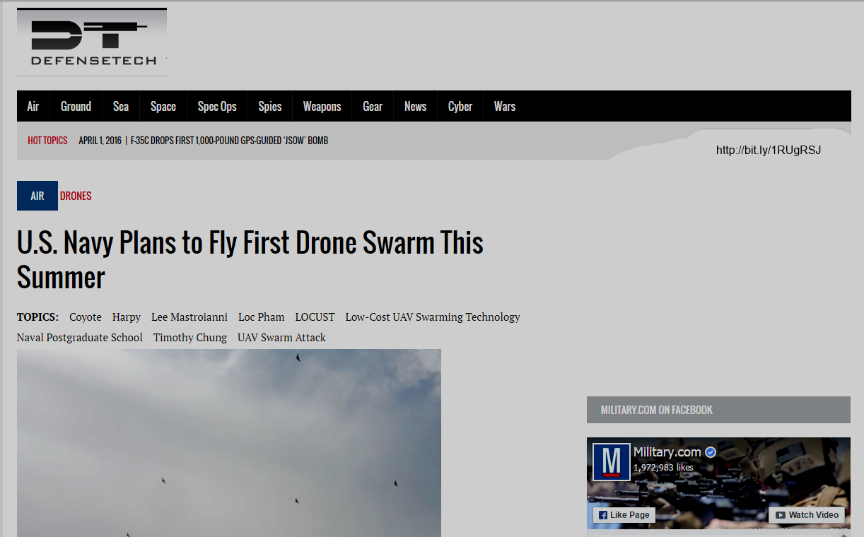 dulldirtydangerous: US Navy To Fight Swarm Attacks with LOCUST UAV