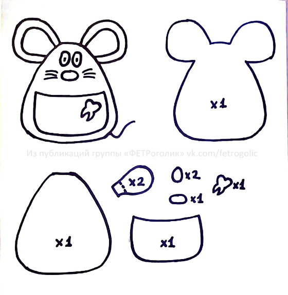 Ratinho com Moldes Grátis - Feltro e moldes para artesanato