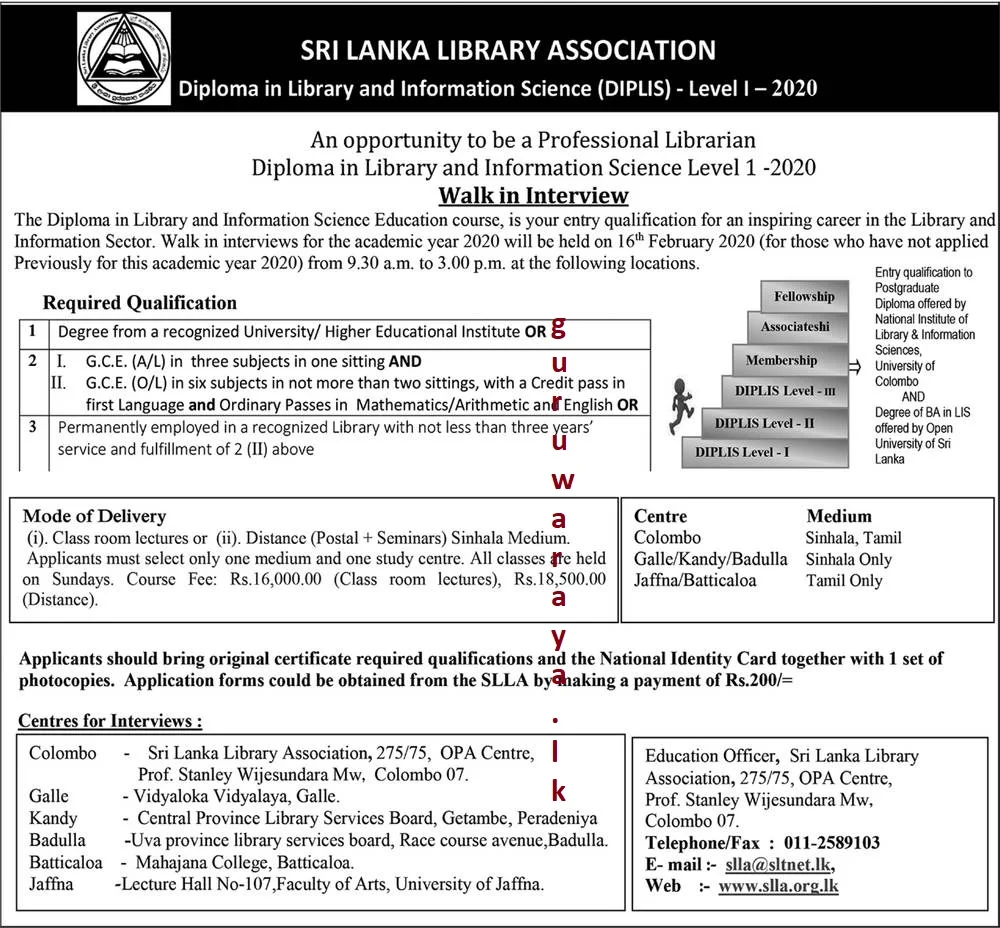 Course : Diploma in Librarary and Information Science (Level I) - Teacher