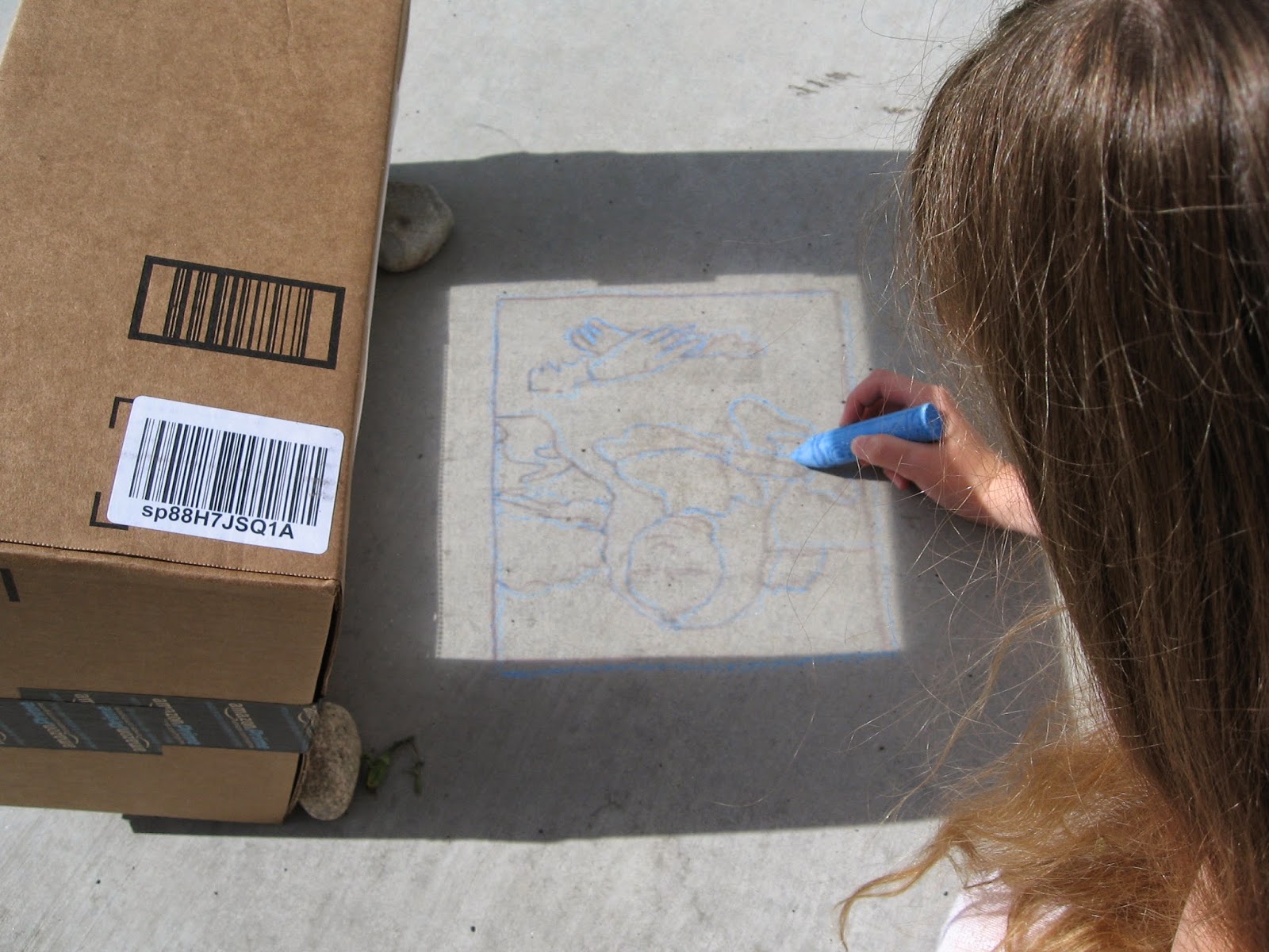 Almost Unschoolers: Summer Fun 2014 - Sidewalk Chalk Tracing Box