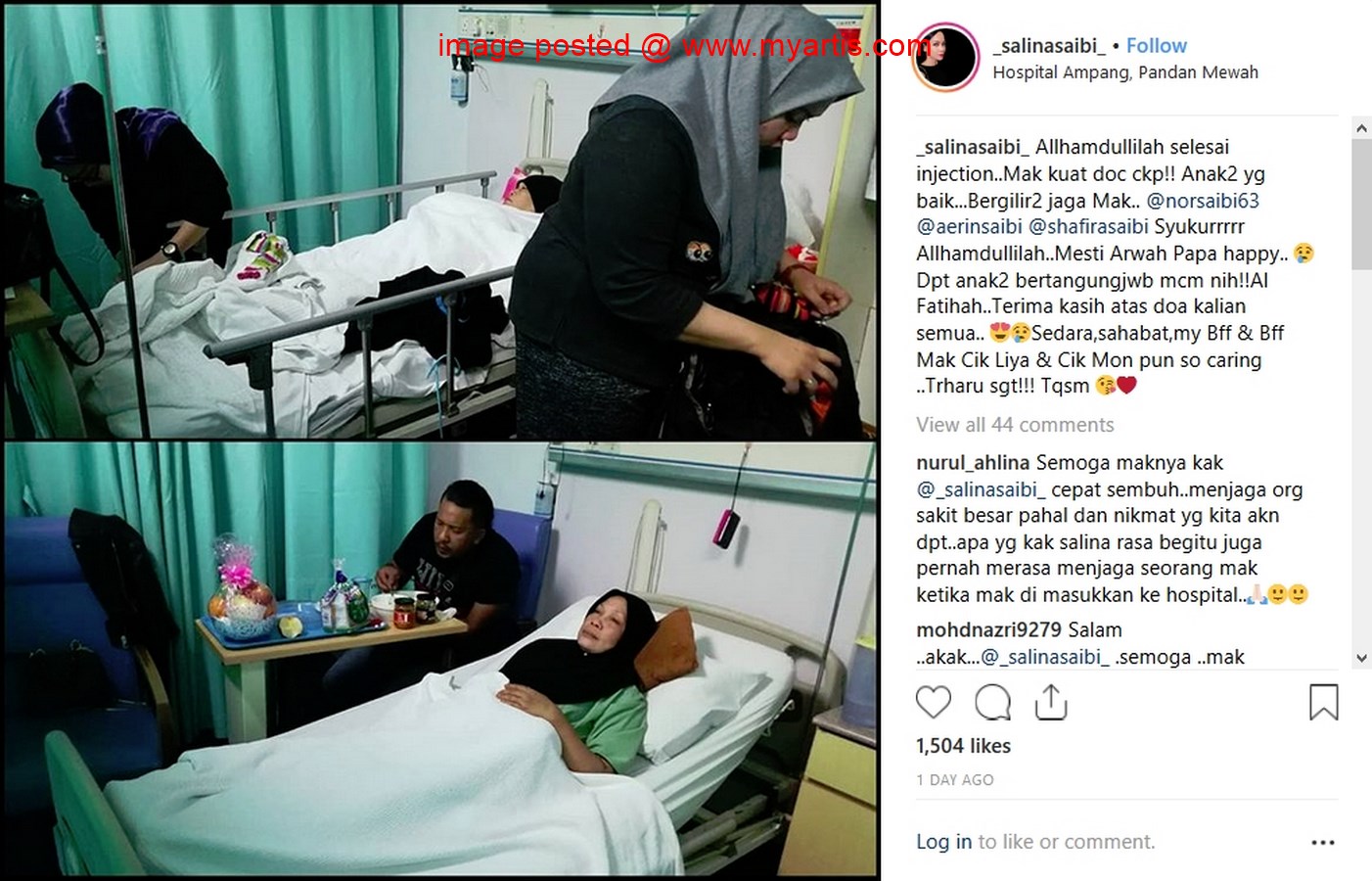 MYARTIS.COM | MYARTIS | MY | ARTIS: MASUK HOSPITAL - SALINA SAIBI BERSYUKUR EMAK SEMAKIN PULIH