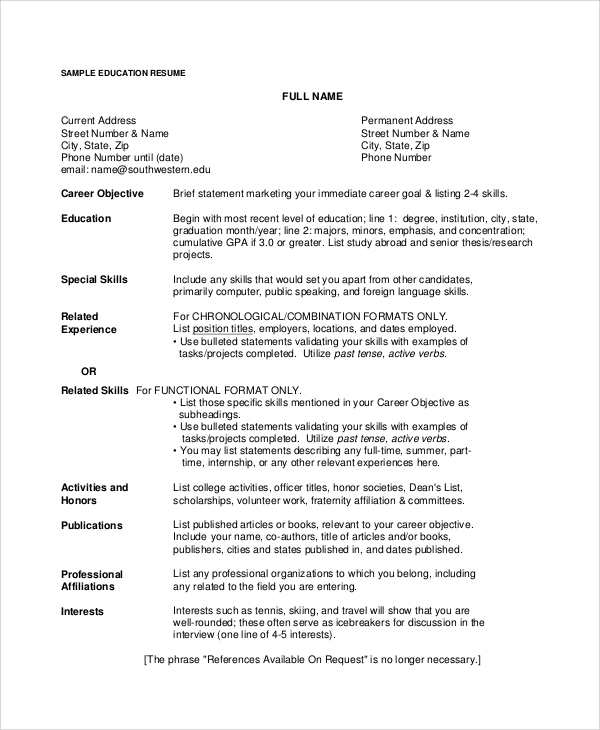 Career Objective In Resume - Collage Template