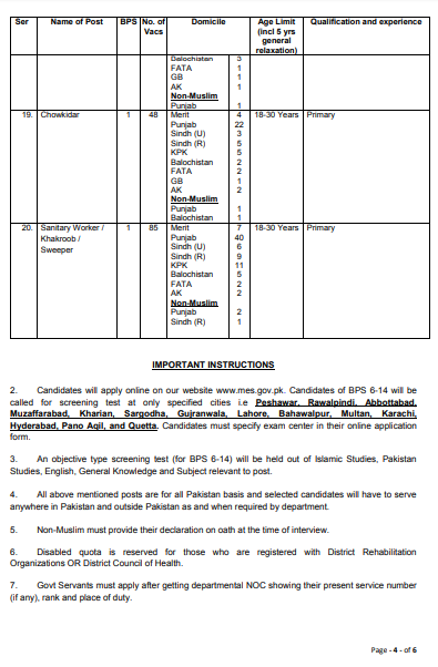 MES Jobs August 2020 – Military Engineer Services| mes.gov.pk