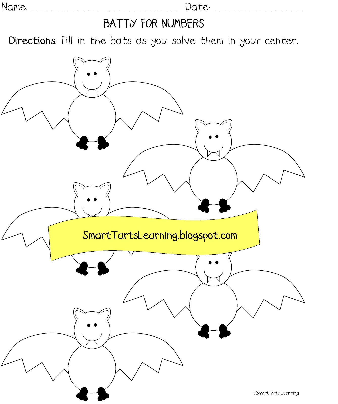 SmartTartsLearning: I'm Over the Moon for this Batty Number Center!
