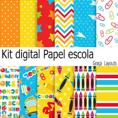 Kit digital papel escola gratis