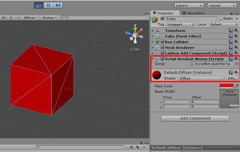 Unity C# Tutorial Indonesia : Basic 11 - AddComponent - Unity C# ...