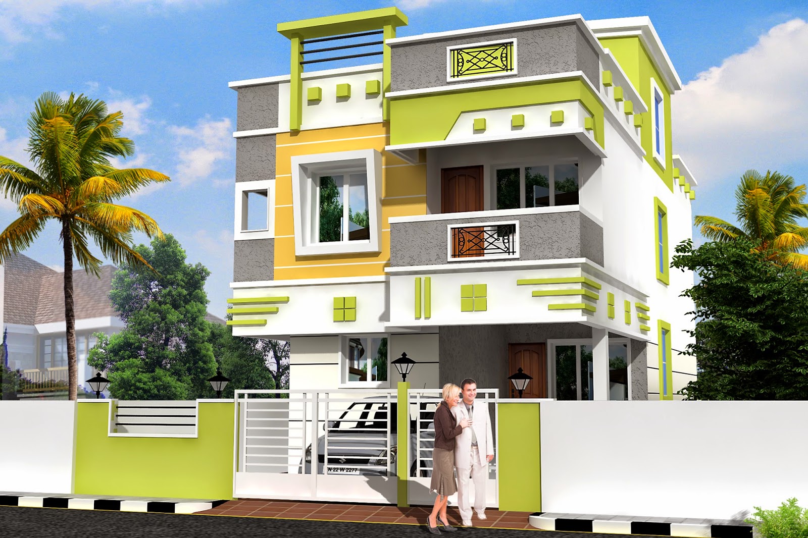 luckydesigners: 3D Elevation Residential Building