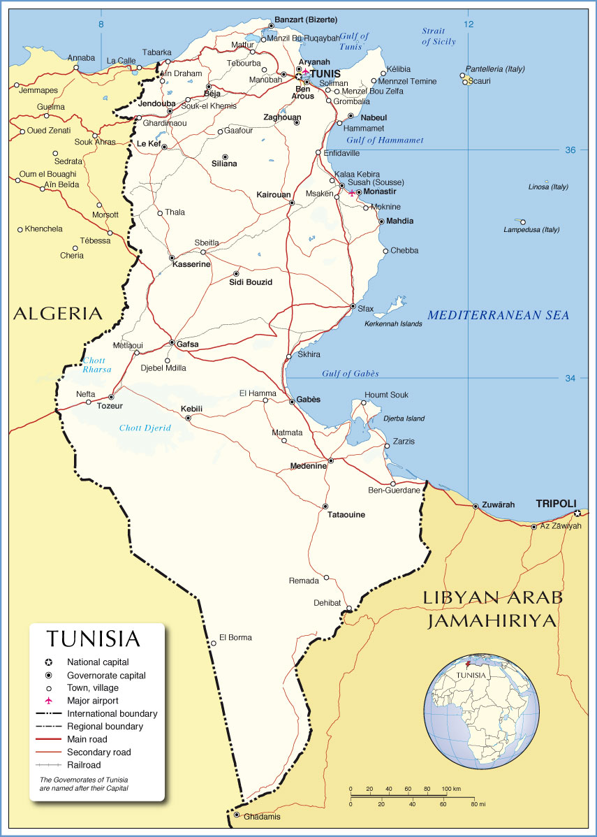 TUNISIA - GEOGRAPHICAL MAPS OF TUNISIA ~ Klima Naturali™
