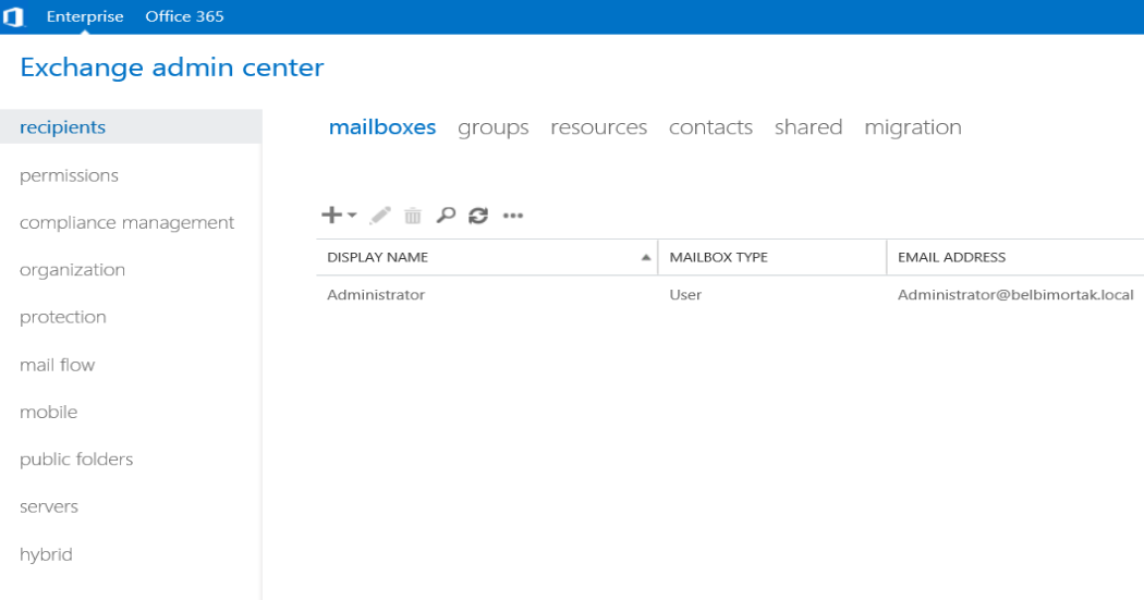Deneyim: Exchange admin center menüleri hakkında